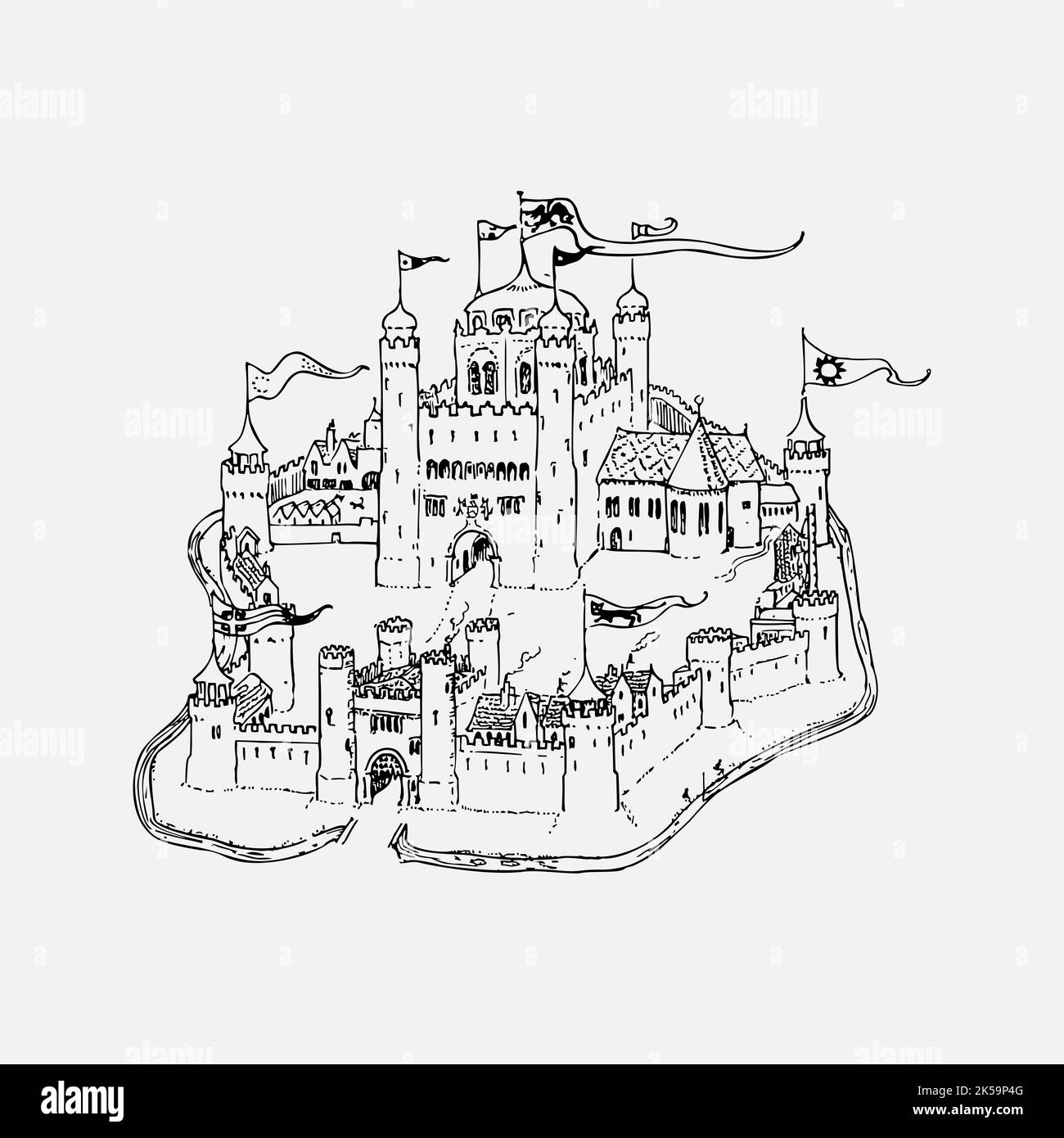 Castle clipart, drawing illustration vector Stock Vector Image & Art ...