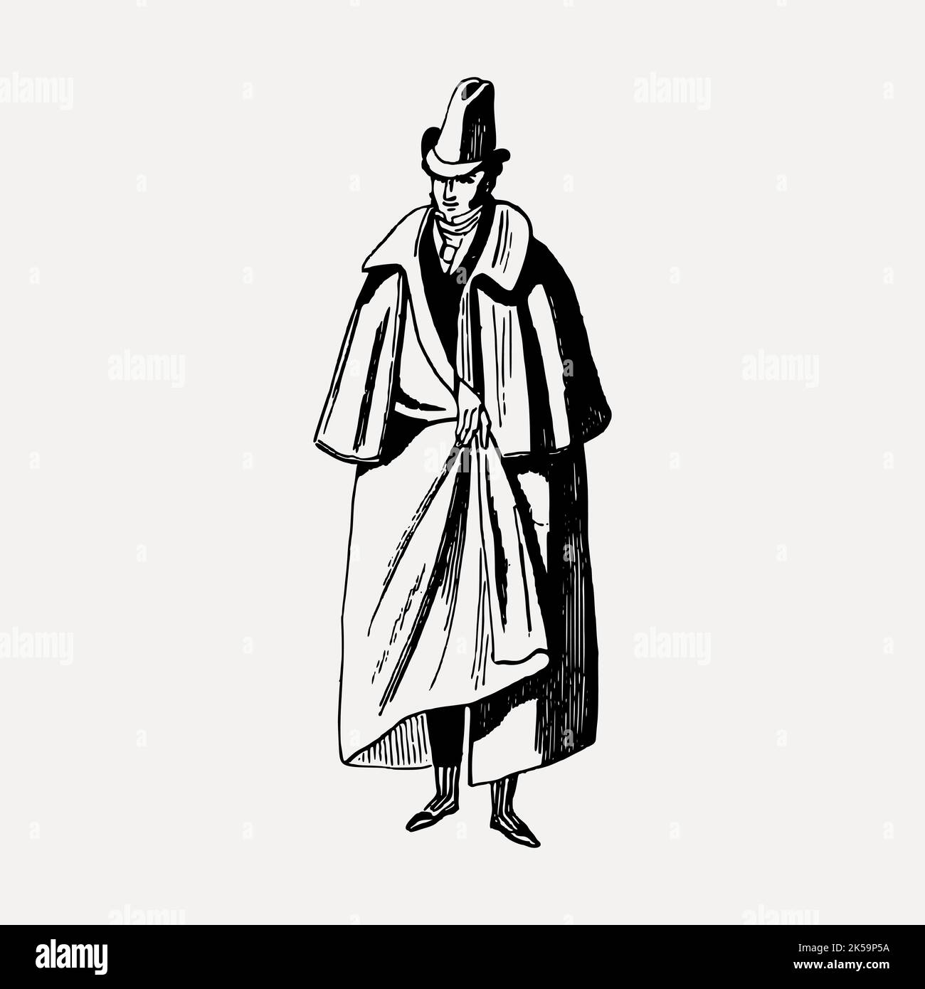 Classic men's fashion clipart, vintage hand drawn vector Stock Vector ...