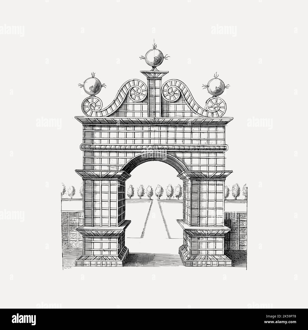Elegant gate clipart, drawing illustration vector Stock Vector Image ...