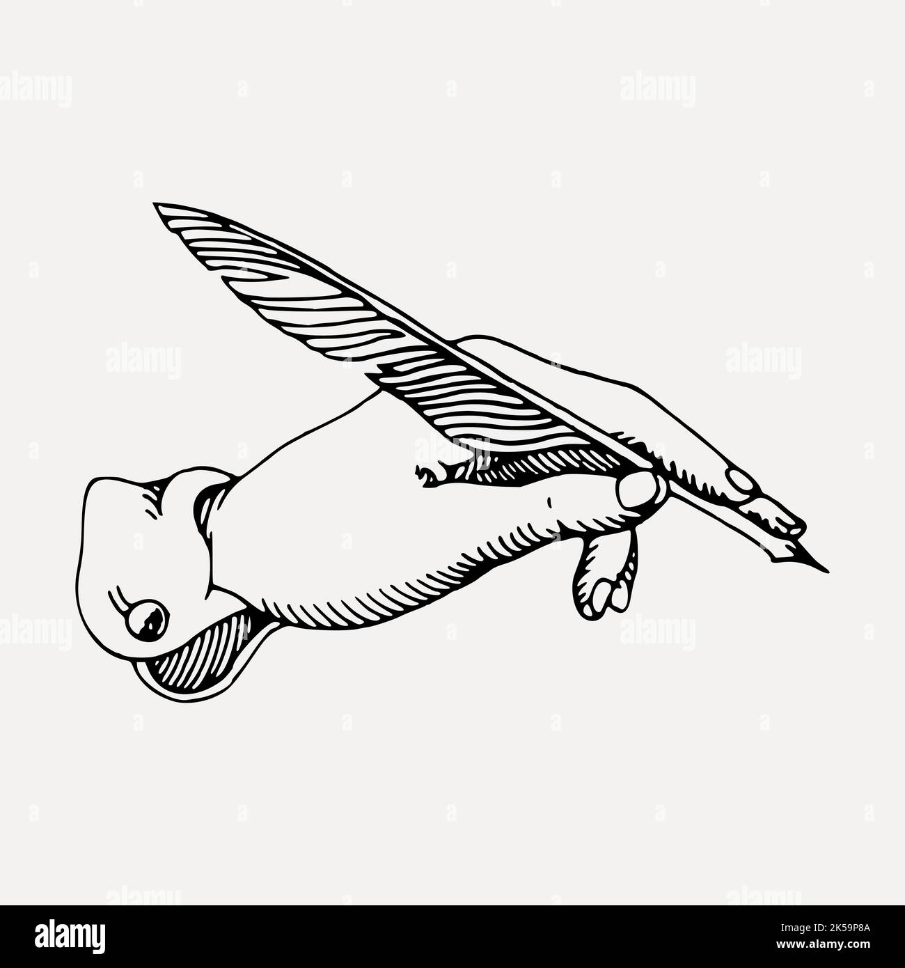 Feather pen clipart, vintage hand drawn vector Stock Vector Image & Art ...