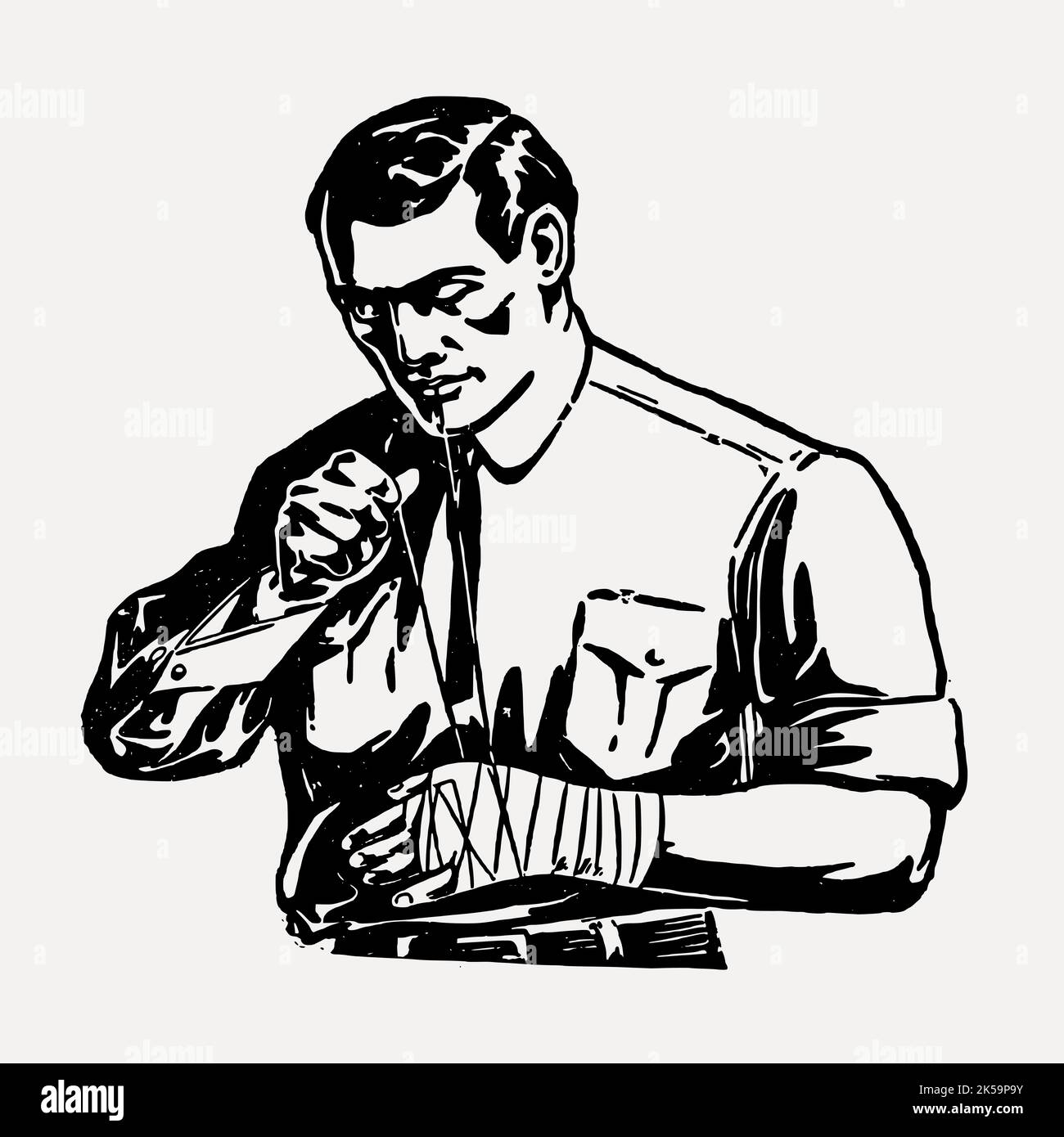 Man tying bandage clipart, vintage hand drawn vector Stock Vector Image ...