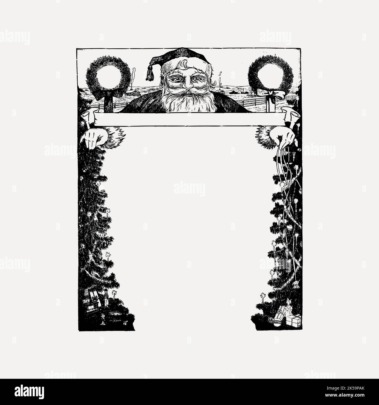 Christmas frame clipart, drawing illustration vector Stock Vector Image ...
