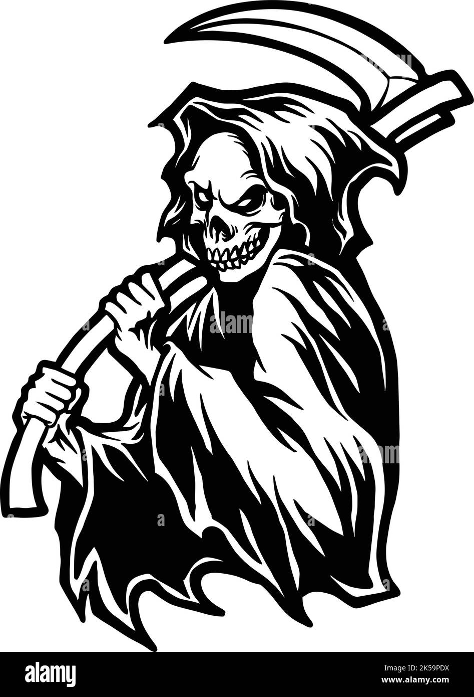 Grim Reaper Skull Drawing Silhouette Vector illustrations for your work ...