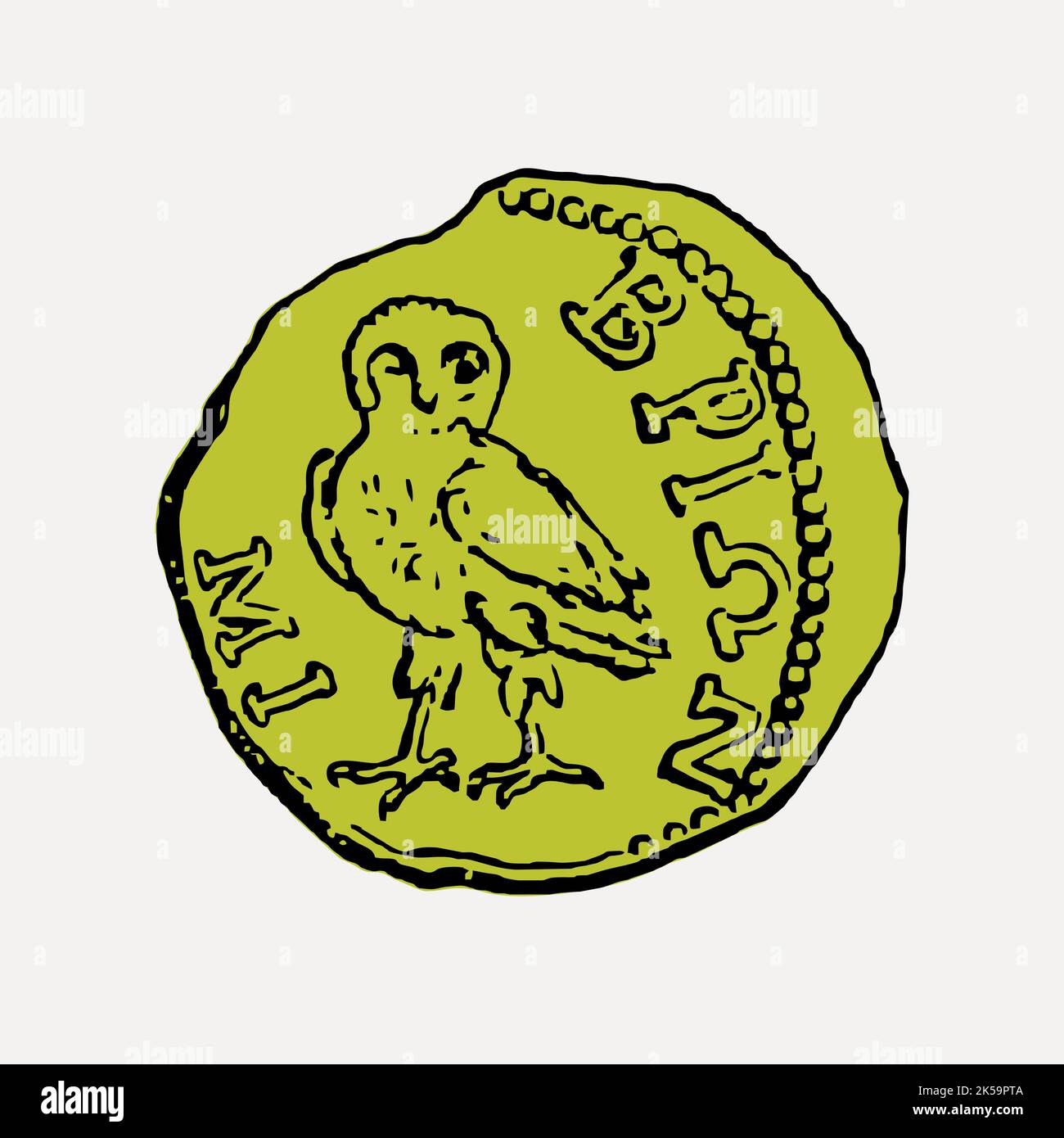 Ancient coin clipart, drawing illustration vector Stock Vector Image ...