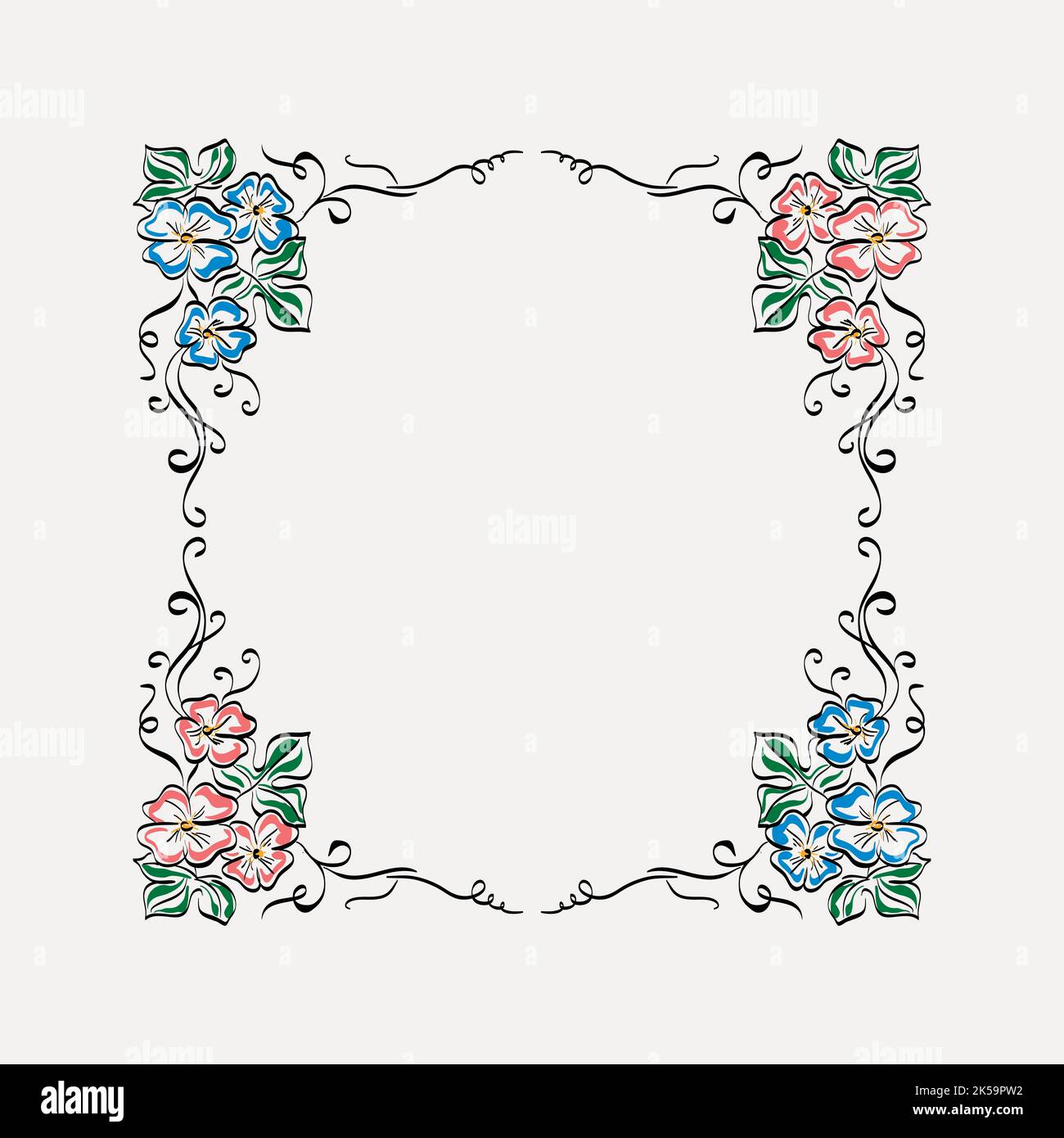 Flower frame clipart, drawing illustration vector Stock Vector Image ...