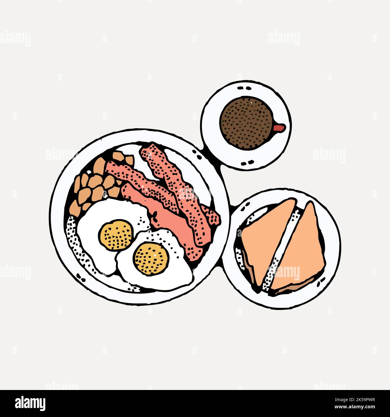 English breakfast clipart, drawing illustration vector Stock Vector ...