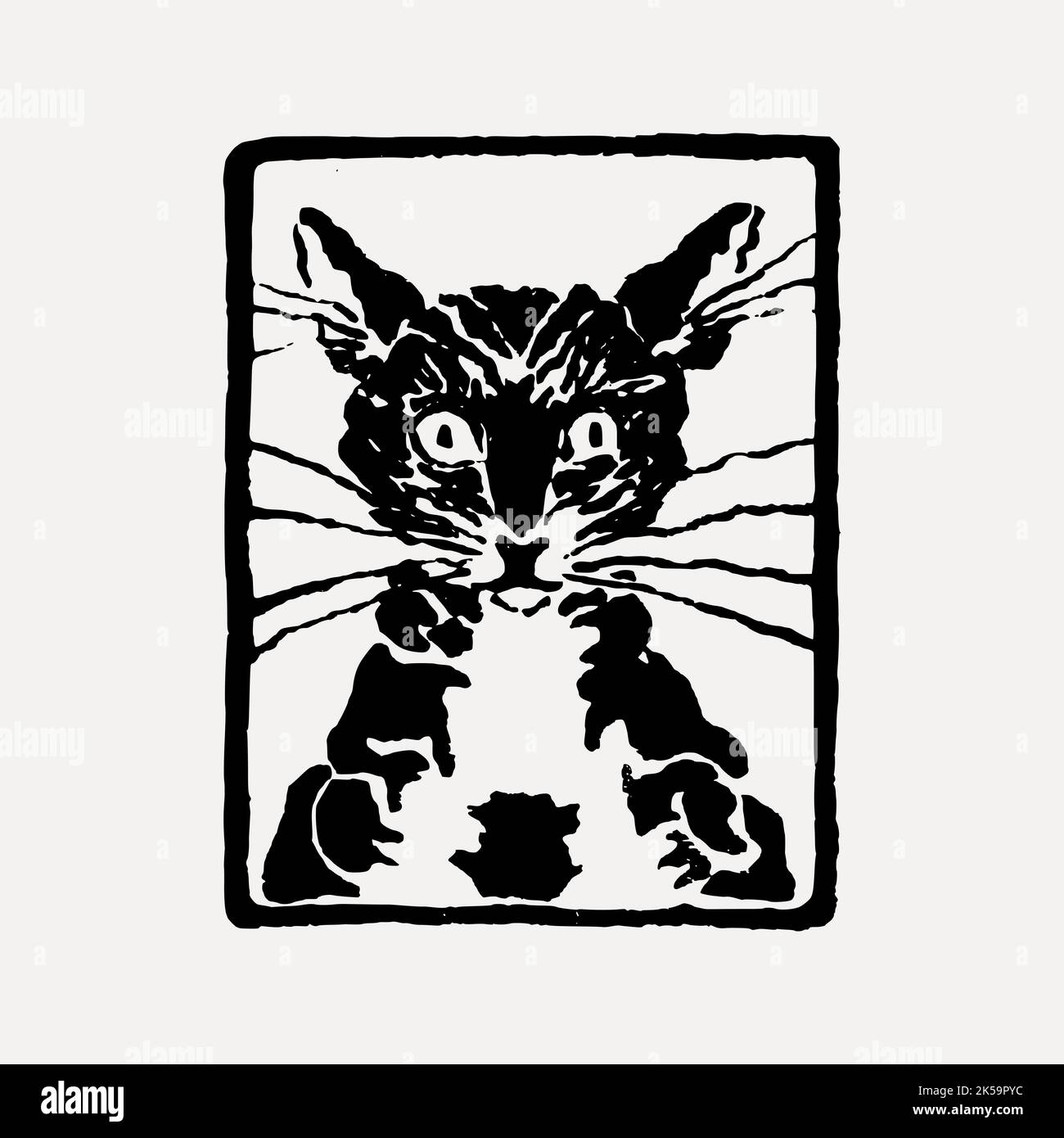 Cat stamp clipart, drawing illustration vector Stock Vector Image & Art ...