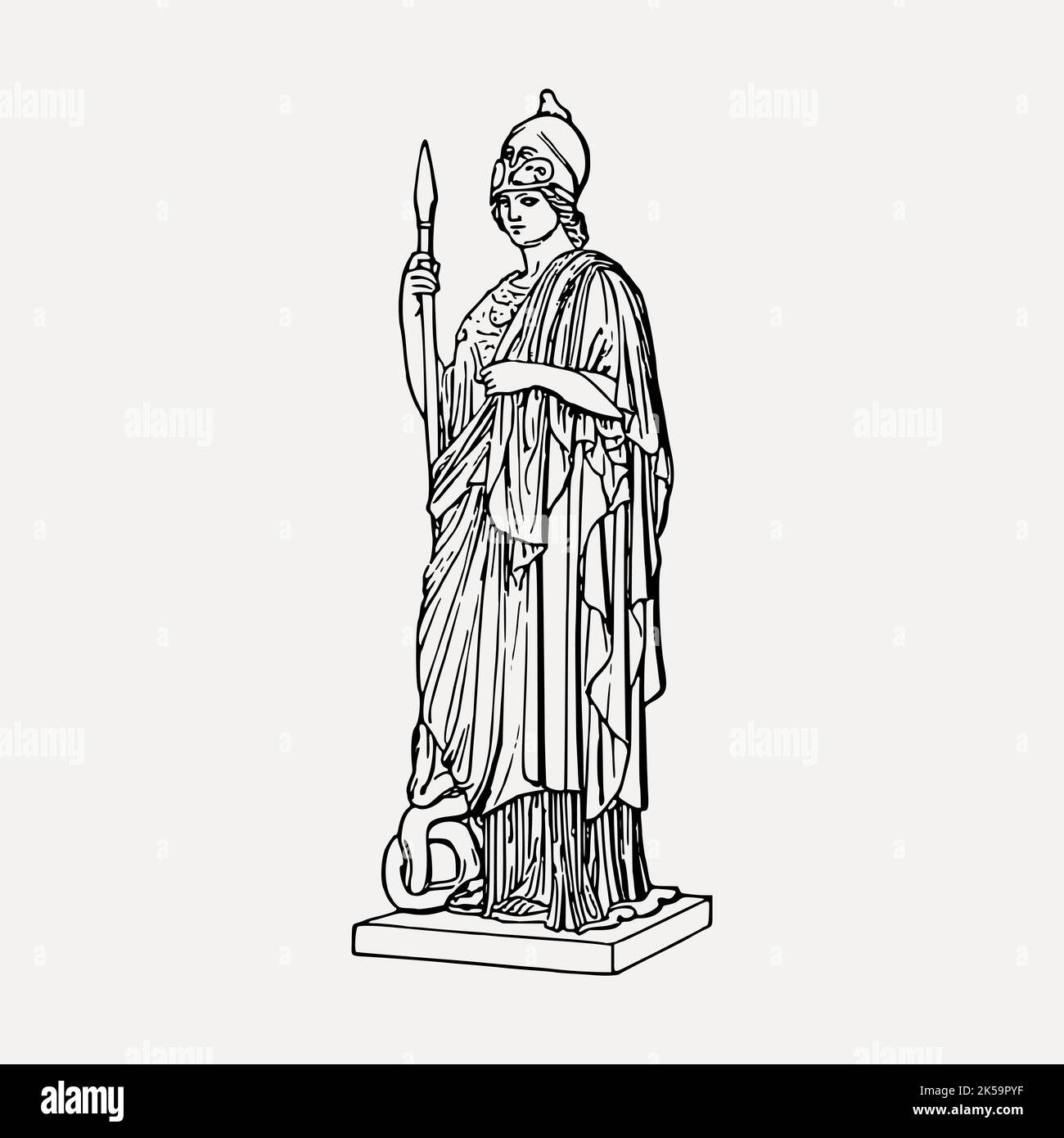 Minerva statue clipart, vintage hand drawn vector Stock Vector Image ...