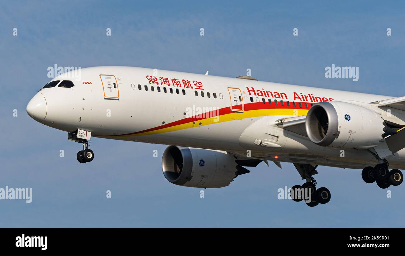 Richmond, British Columbia, Canada. 6th Oct, 2022. A Hainan Airlines ...