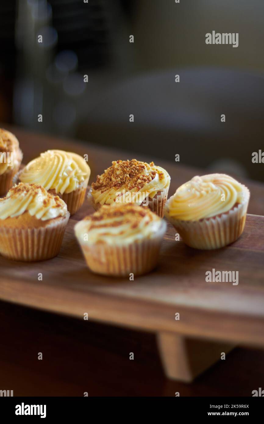 Sweet and delicious. An assortment of frosted cupcakes ready to eat ...