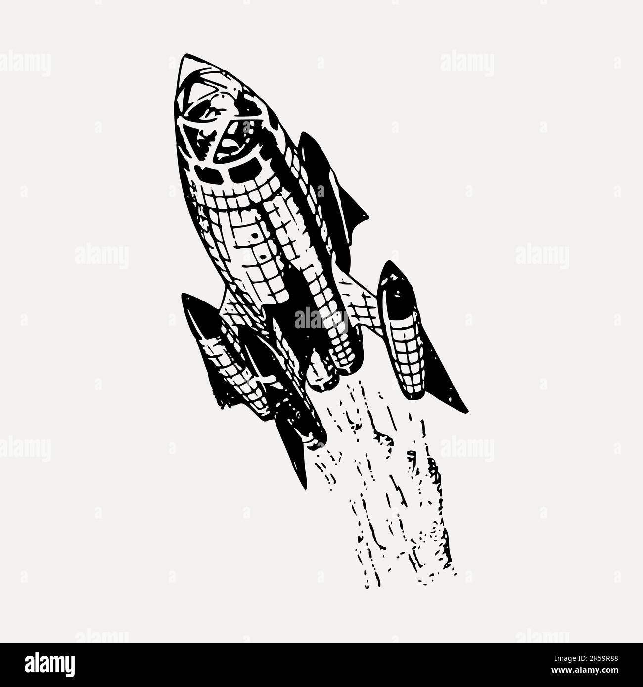 Space rocket clipart, vintage hand drawn vector Stock Vector Image ...