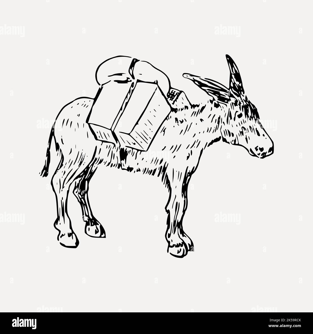 Donkey with luggage clipart, drawing illustration vector Stock Vector ...