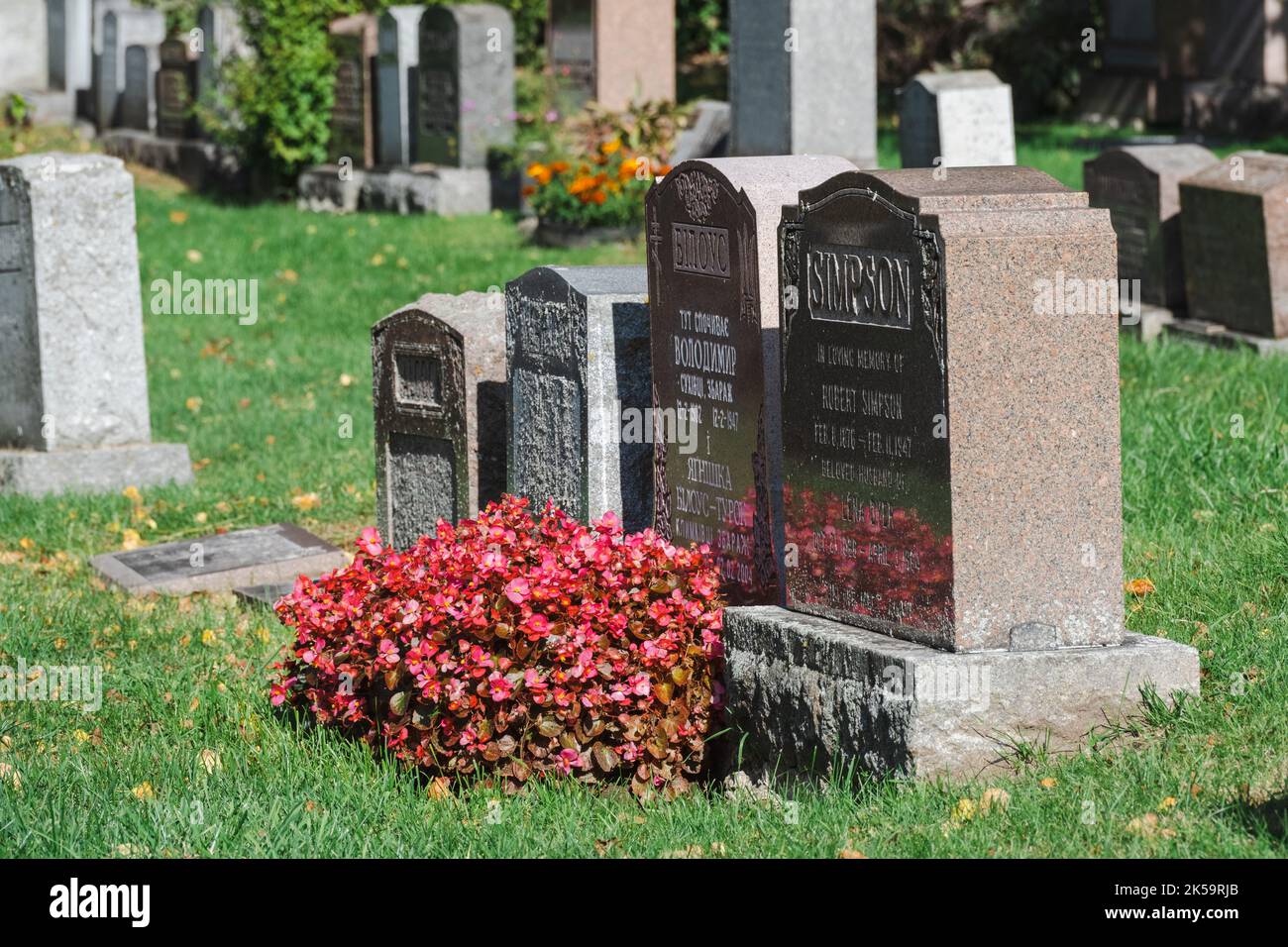 Montreal, Canada - 2 October 2022: Tombstones at Montreal Cemetery in ...