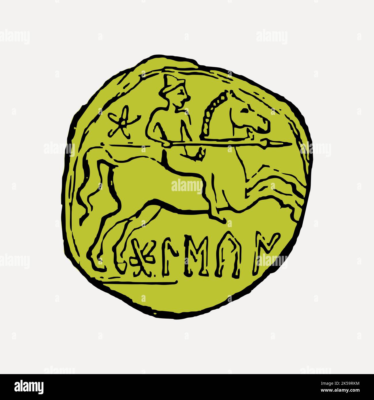 Ancient coin clipart, drawing illustration vector Stock Vector Image ...