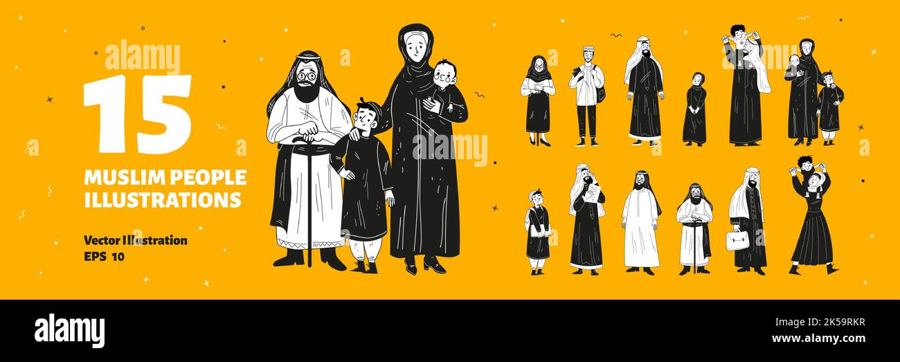 Arab people, male and female characters of different ages. Muslim ...