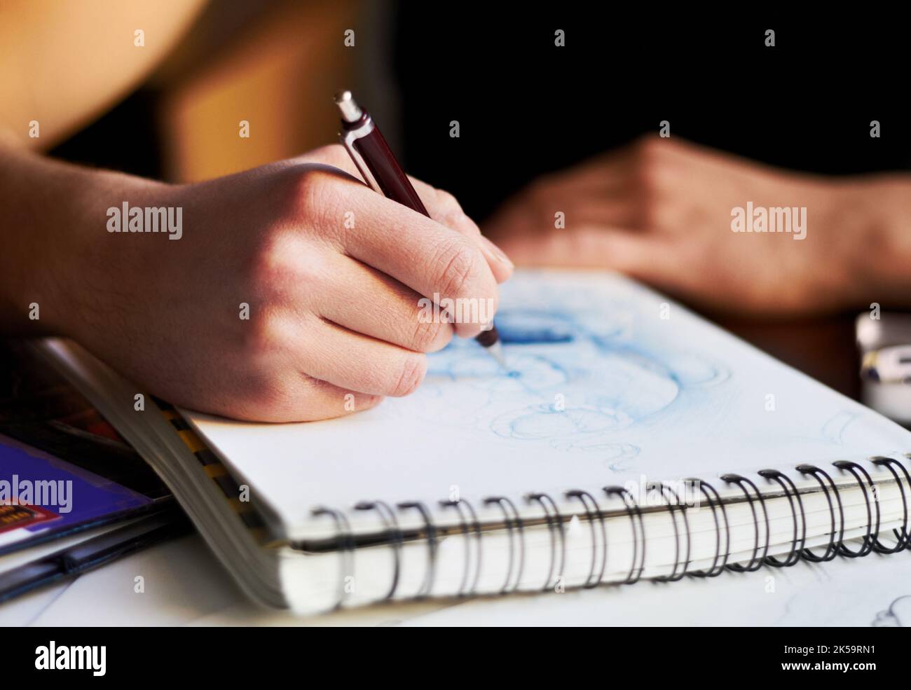 An artist at work. A close up of a tattoo artists latest design whilst ...