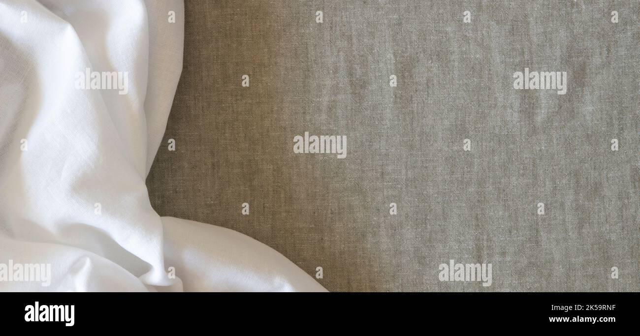 Abstract linen fabric texture background. Crumpled natural linen ...