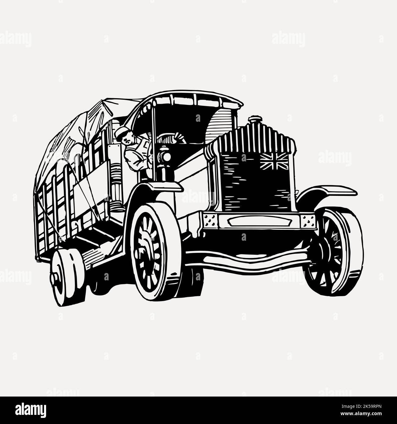 Old truck clipart, vintage hand drawn vector Stock Vector Image & Art ...