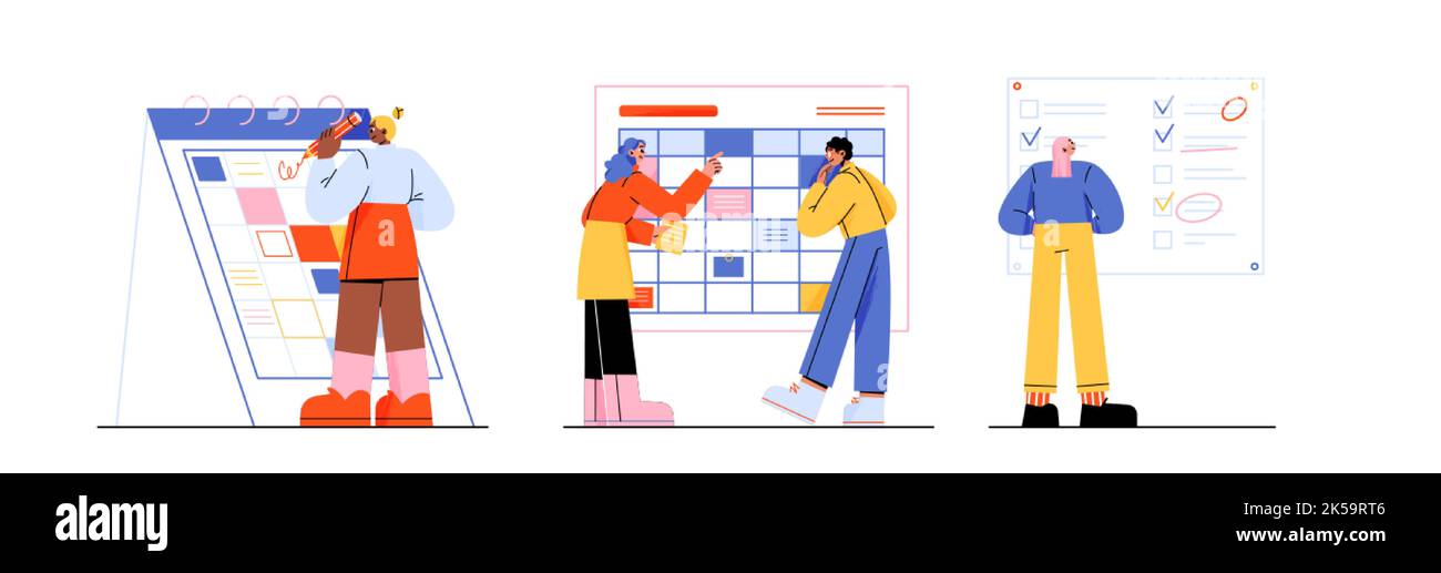 Tasks schedule business concept with people making notes and planing ...