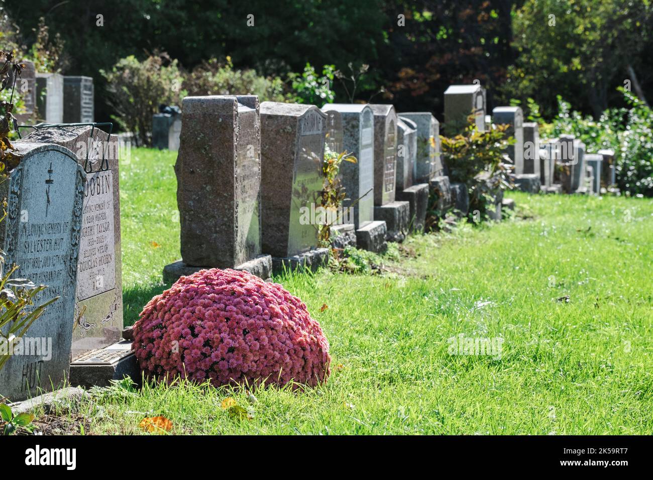 Montreal, Canada - 2 October 2022: Tombstones at Montreal Cemetery in ...