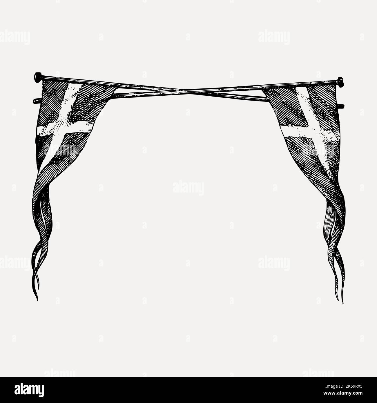 Swedish flag border clipart, vintage hand drawn vector Stock Vector ...