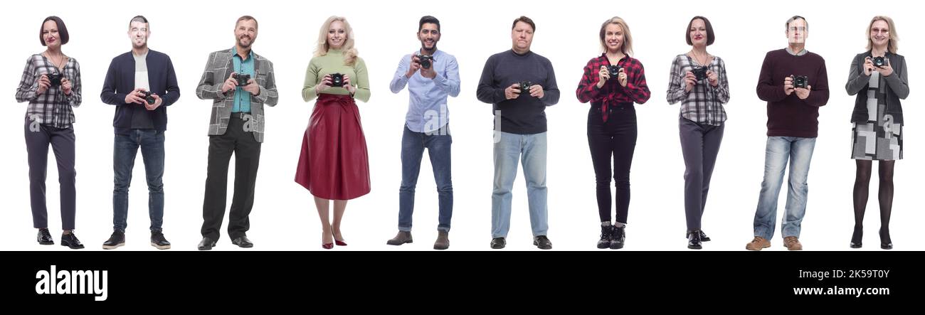 collage of professional photographers in full length isolated Stock ...