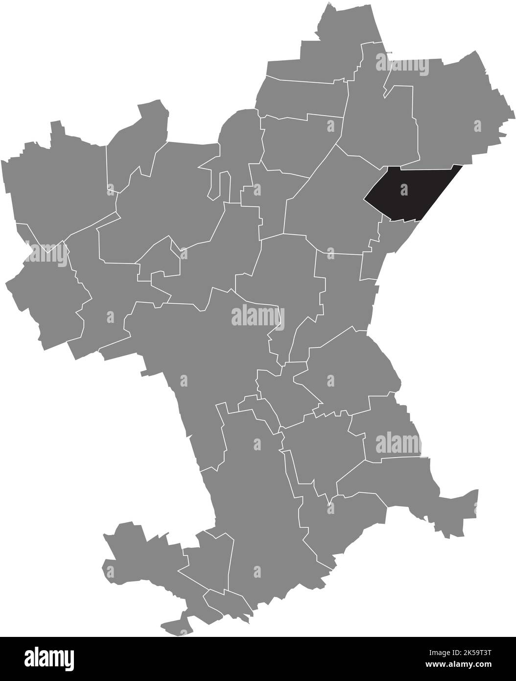 Black flat blank highlighted location map of the DRÜTTE DISTRICT inside ... Black flat blank highlighted location map of the DRÜTTE DISTRICT inside ...