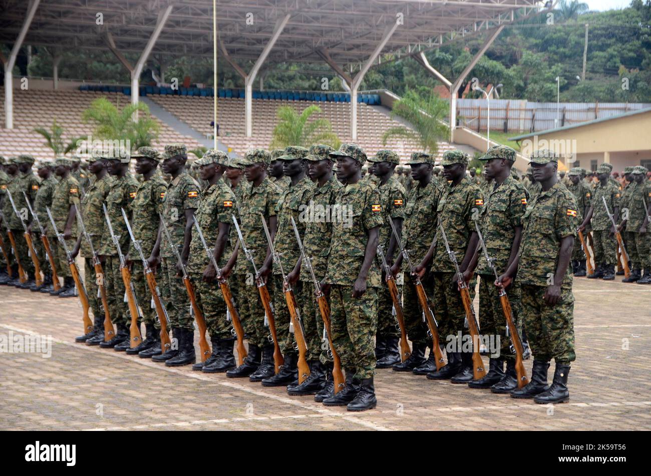Kampala, Oct. 6. 9th Oct, 2022. Soldiers take part in a parade ...