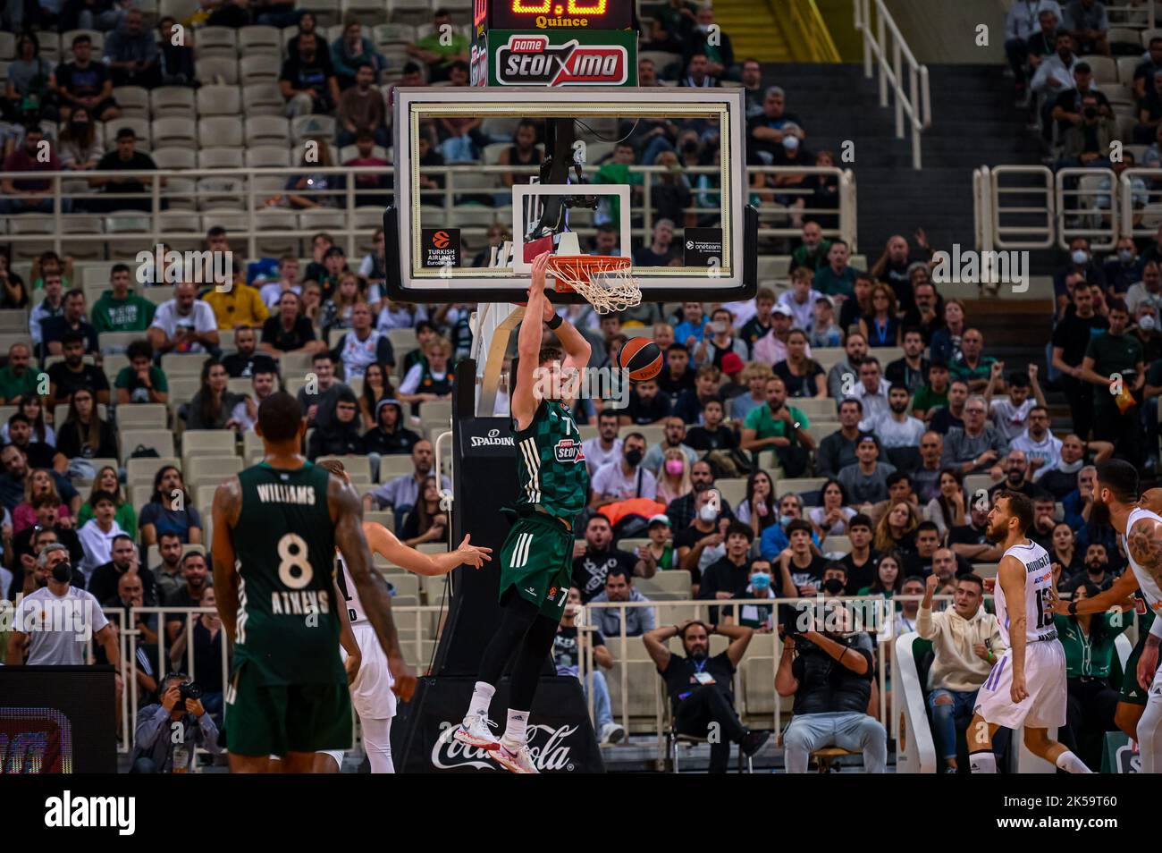 Arturas Gudaitis of Panathinaikos Athens BC in action during the ...