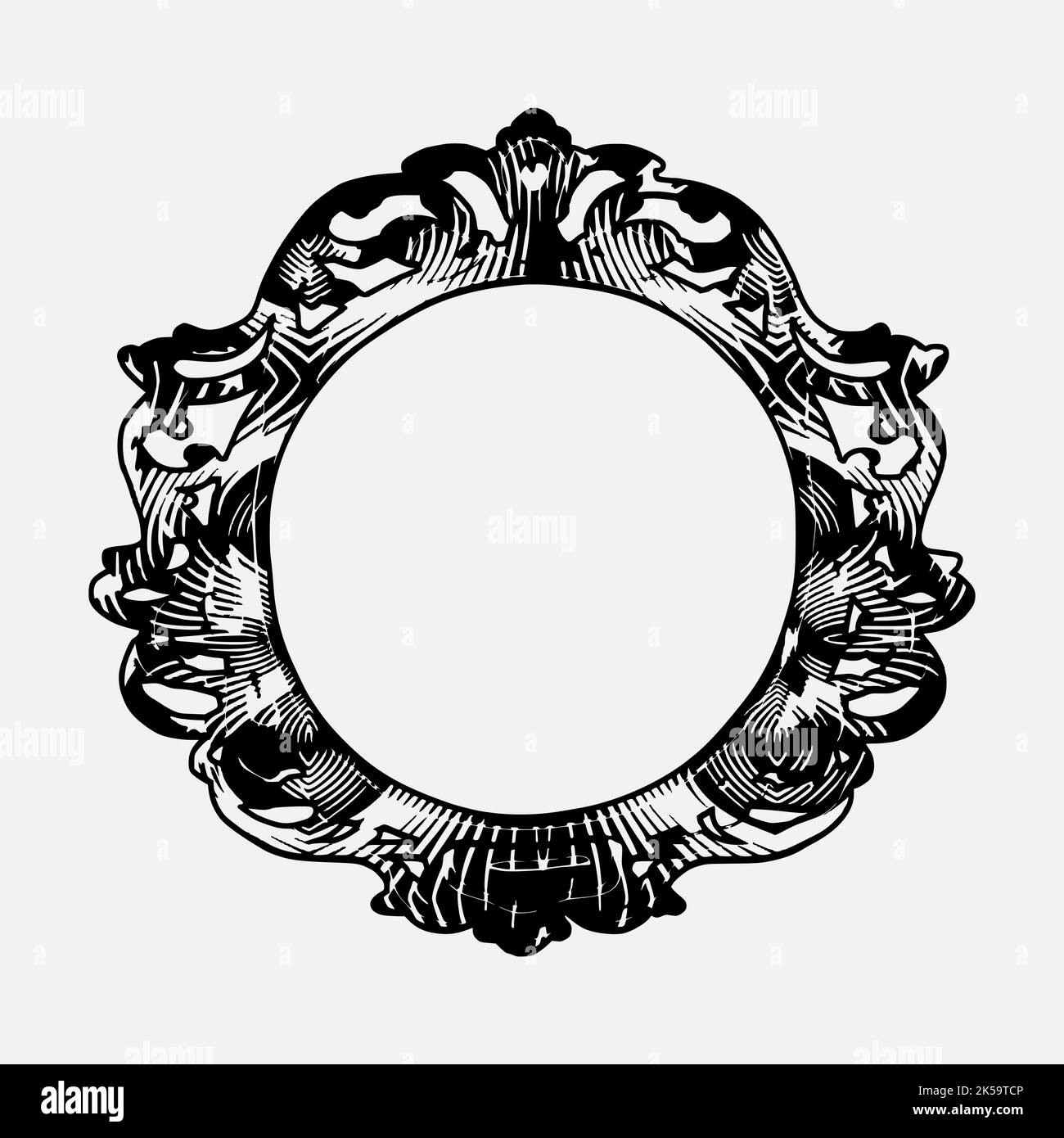 Ornamental round frame clipart, vintage hand drawn vector Stock Vector ...