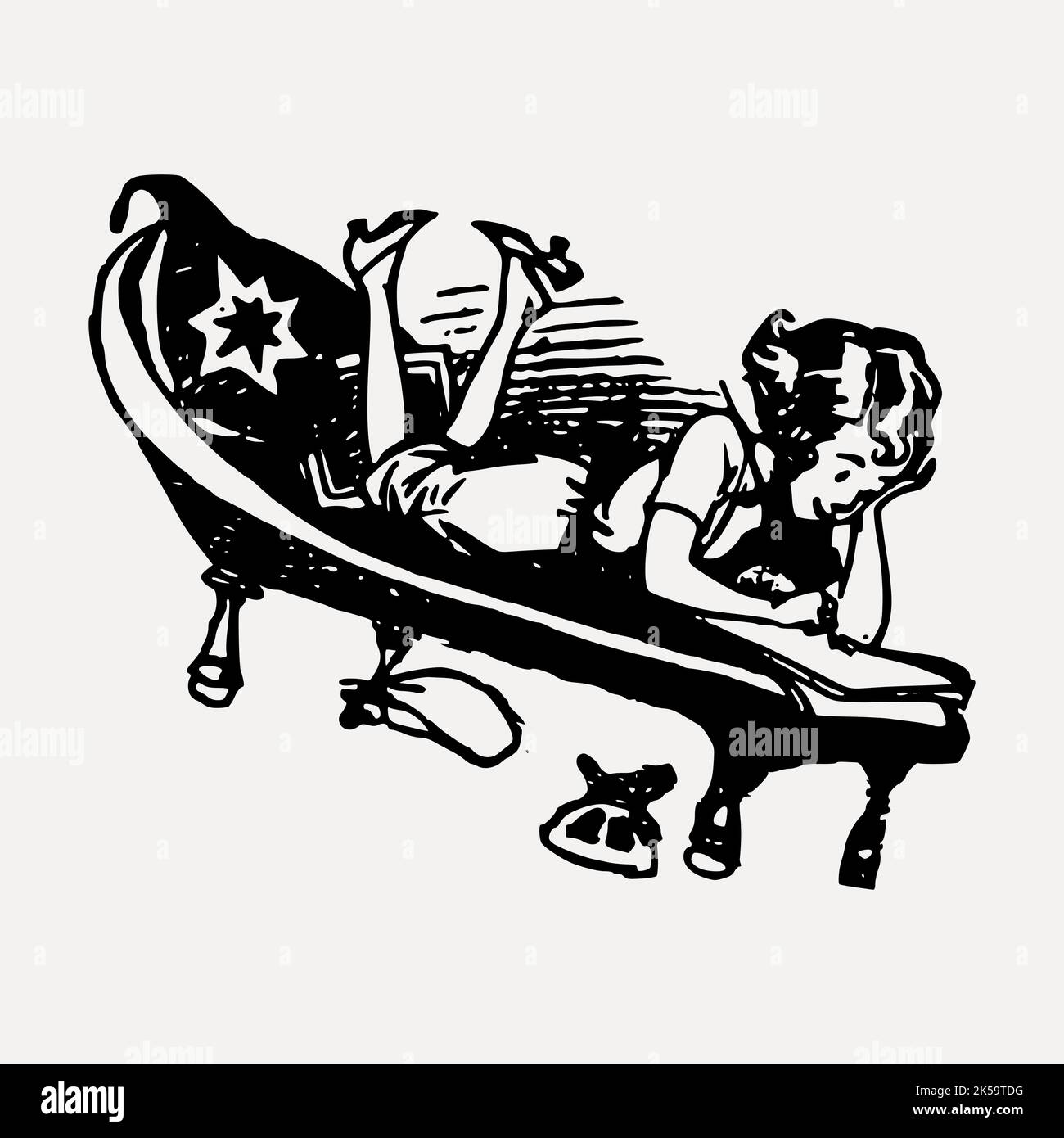 Girl writing clipart, vintage hand drawn vector Stock Vector Image ...