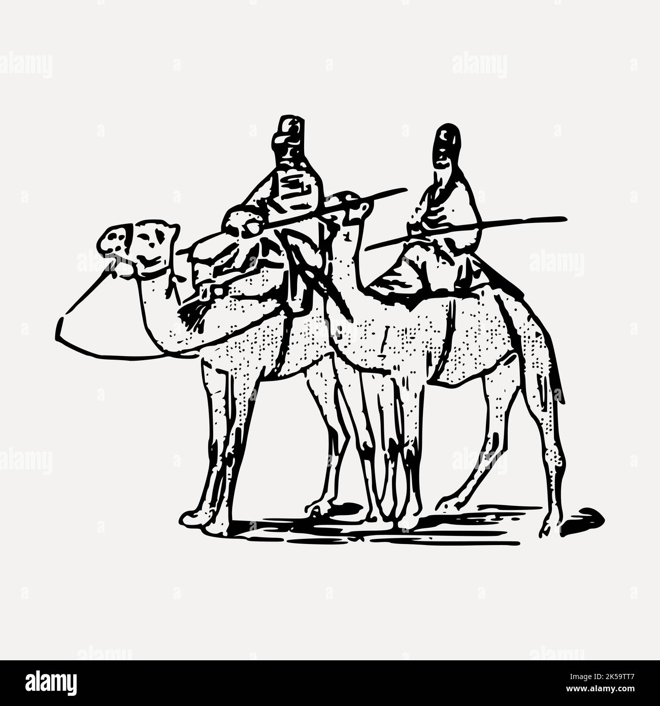 Camel ride clipart, vintage hand drawn vector Stock Vector Image & Art ...