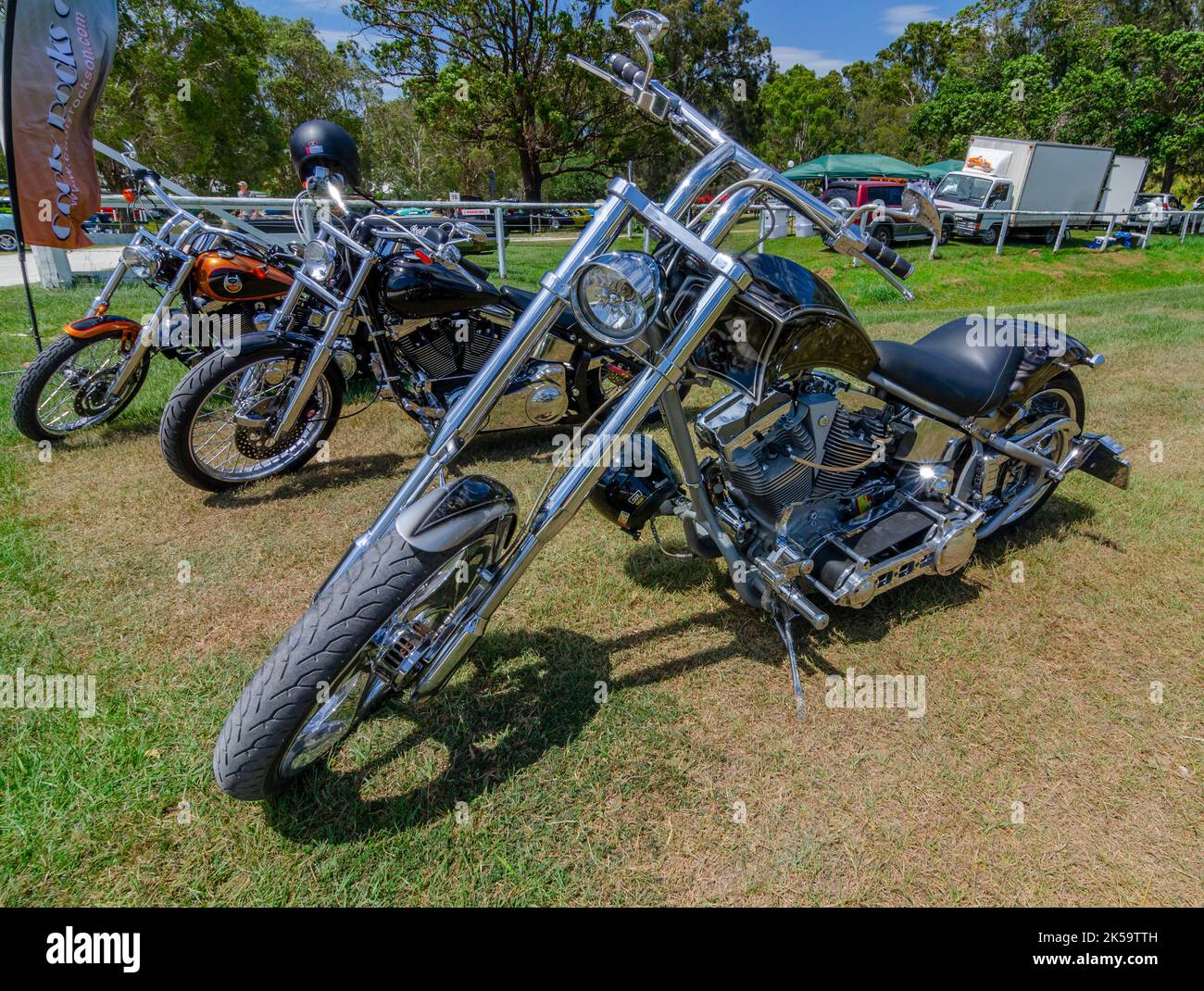 Custom Harley davidson chopper at Tweed Heads Rodz and Rockabilly ...