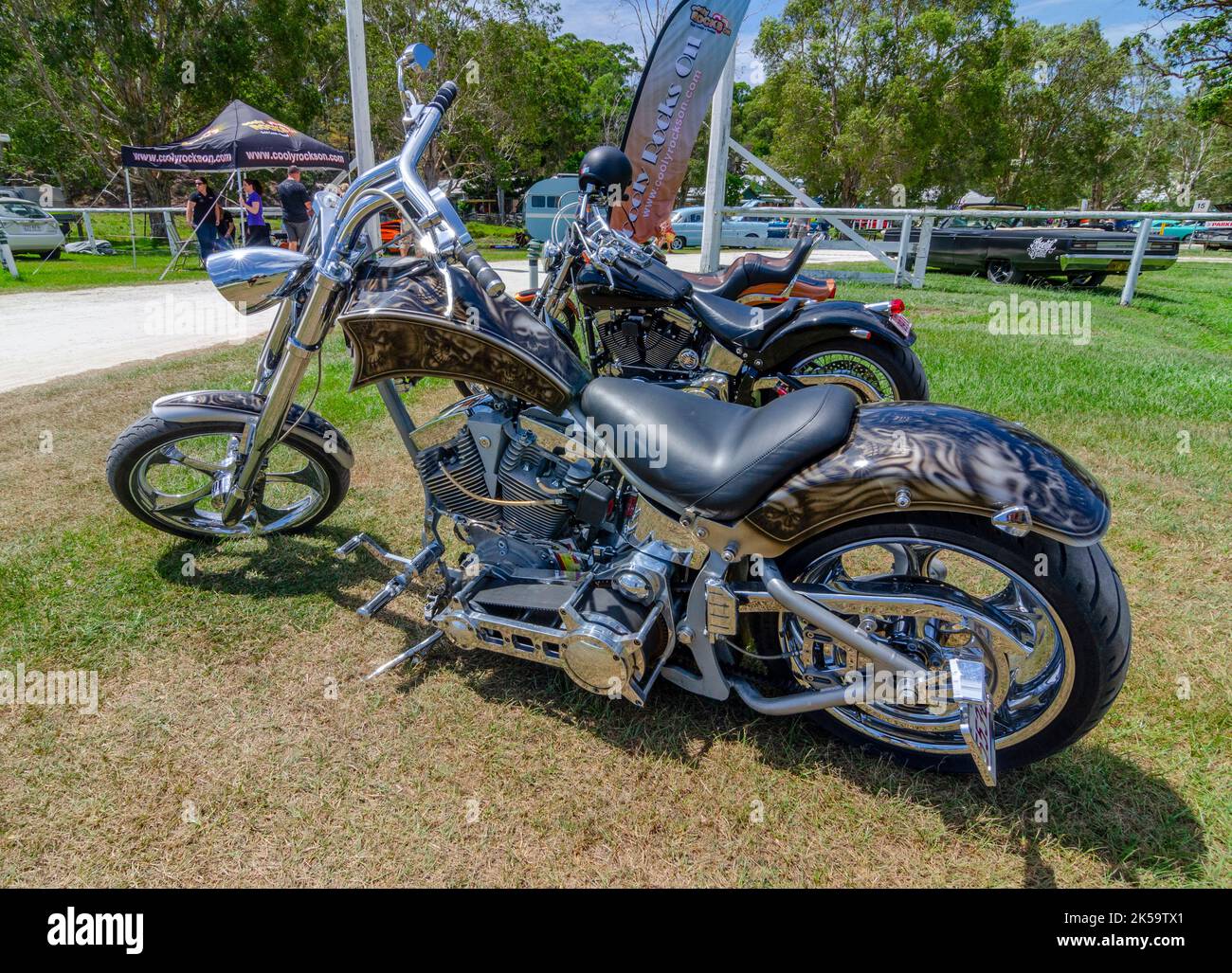 Custom Harley davidson chopper at Tweed Heads Rodz and Rockabilly ...