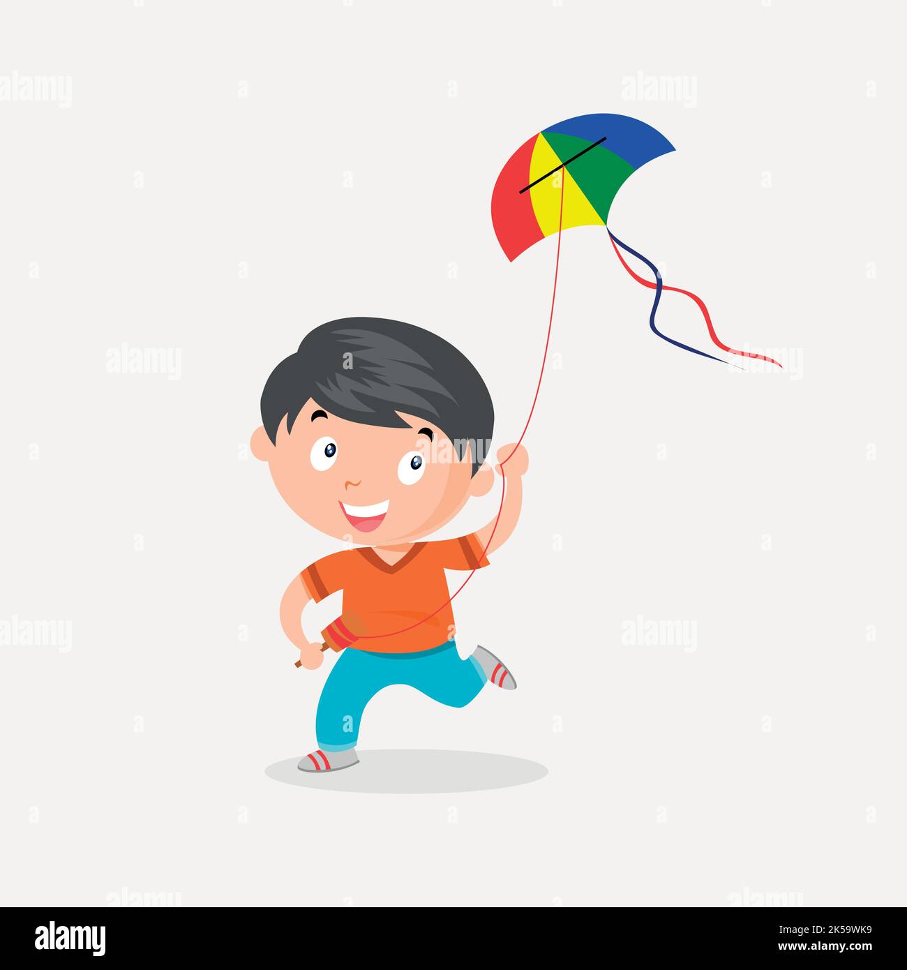 Boy playing kite clipart vector Stock Vector Image & Art - Alamy