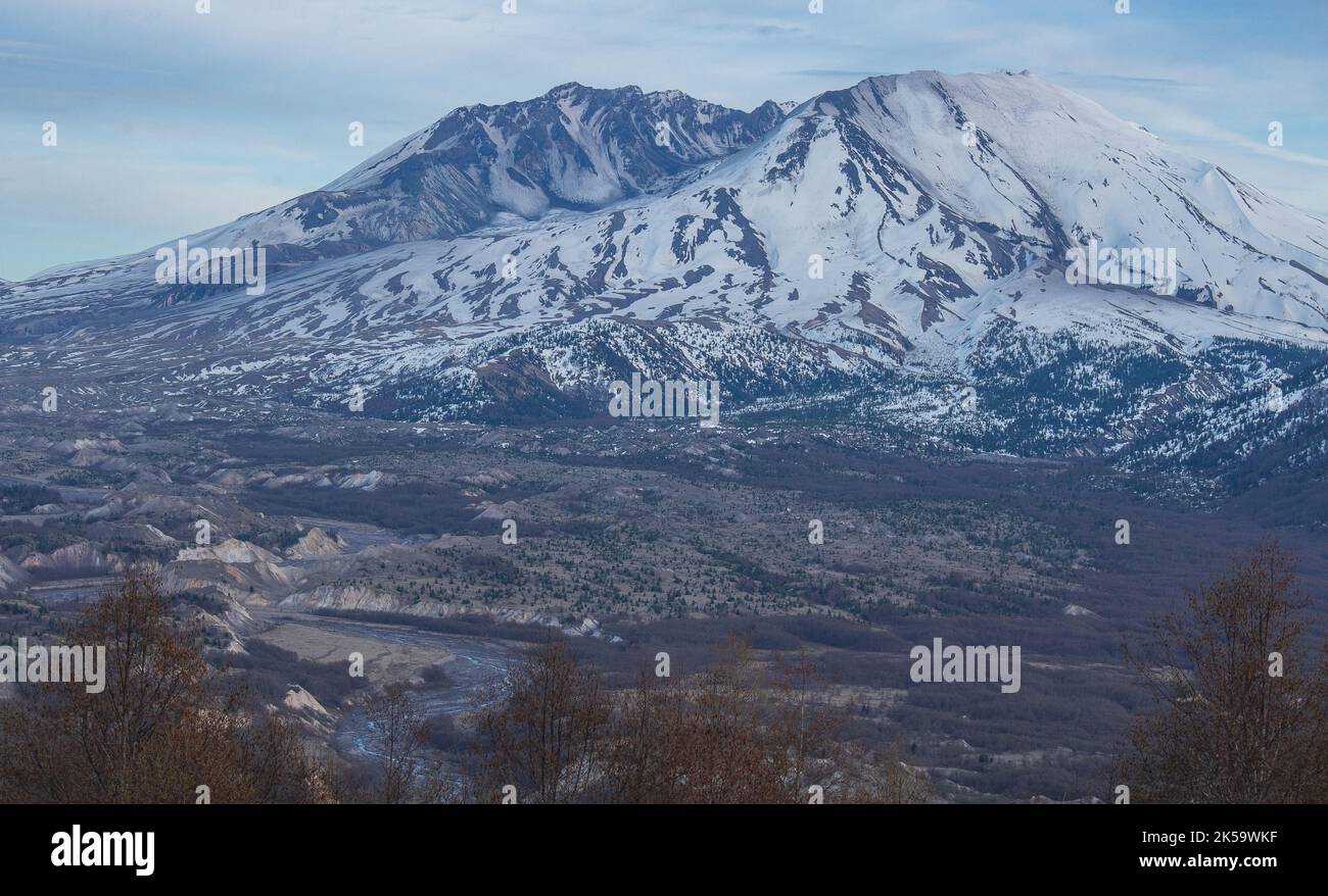 The Toutle River and its source, Mt. Saint Helens Stock Photo - Alamy