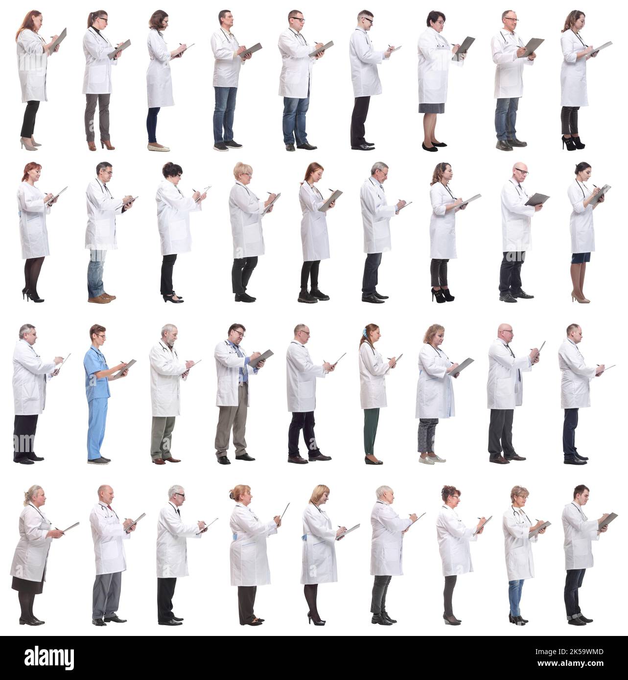 full length group of doctors with notepad isolated Stock Photo - Alamy
