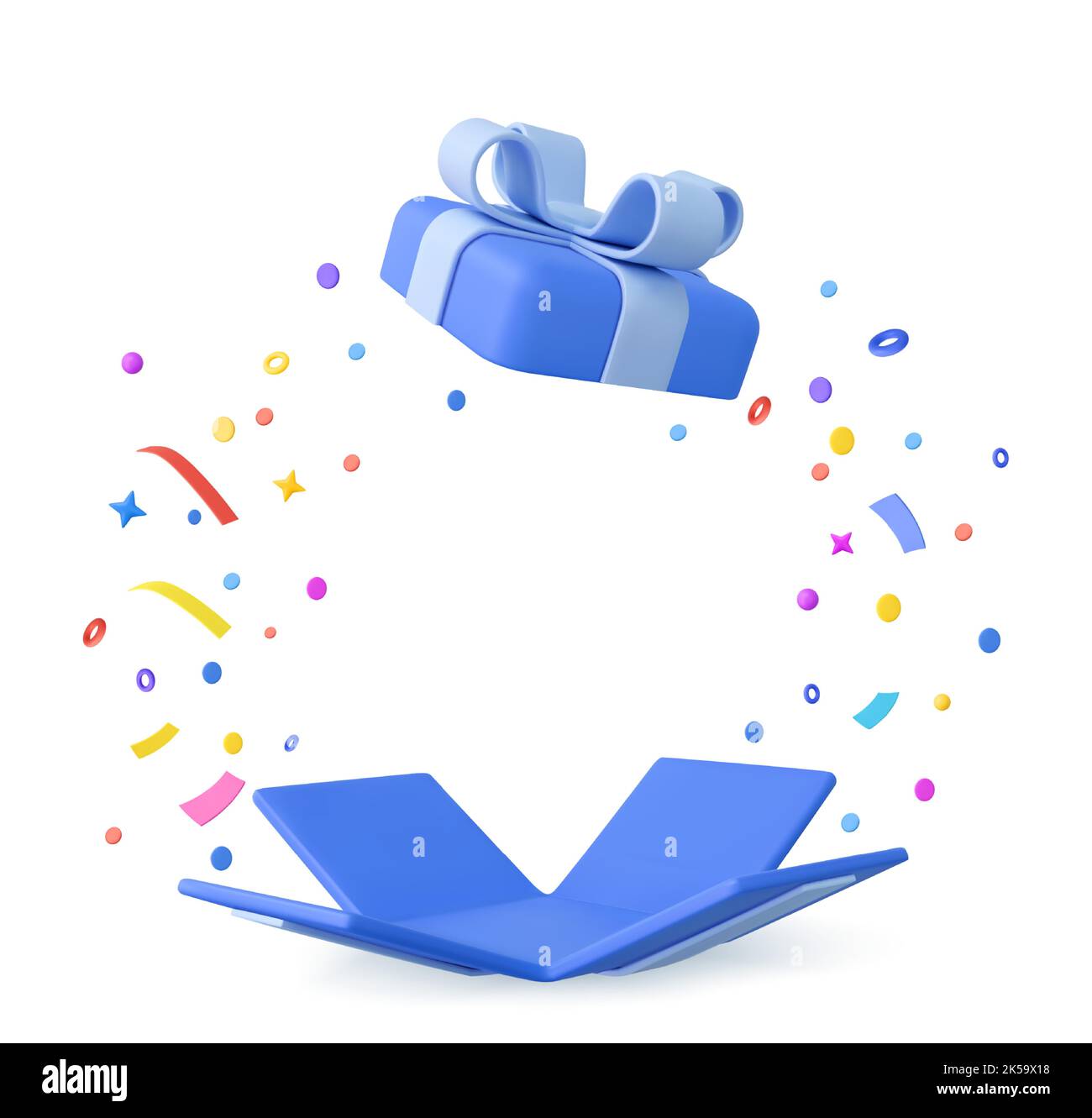 3d Cute Surprise Gift Box With Falling Confetti Stock Vector Image ...