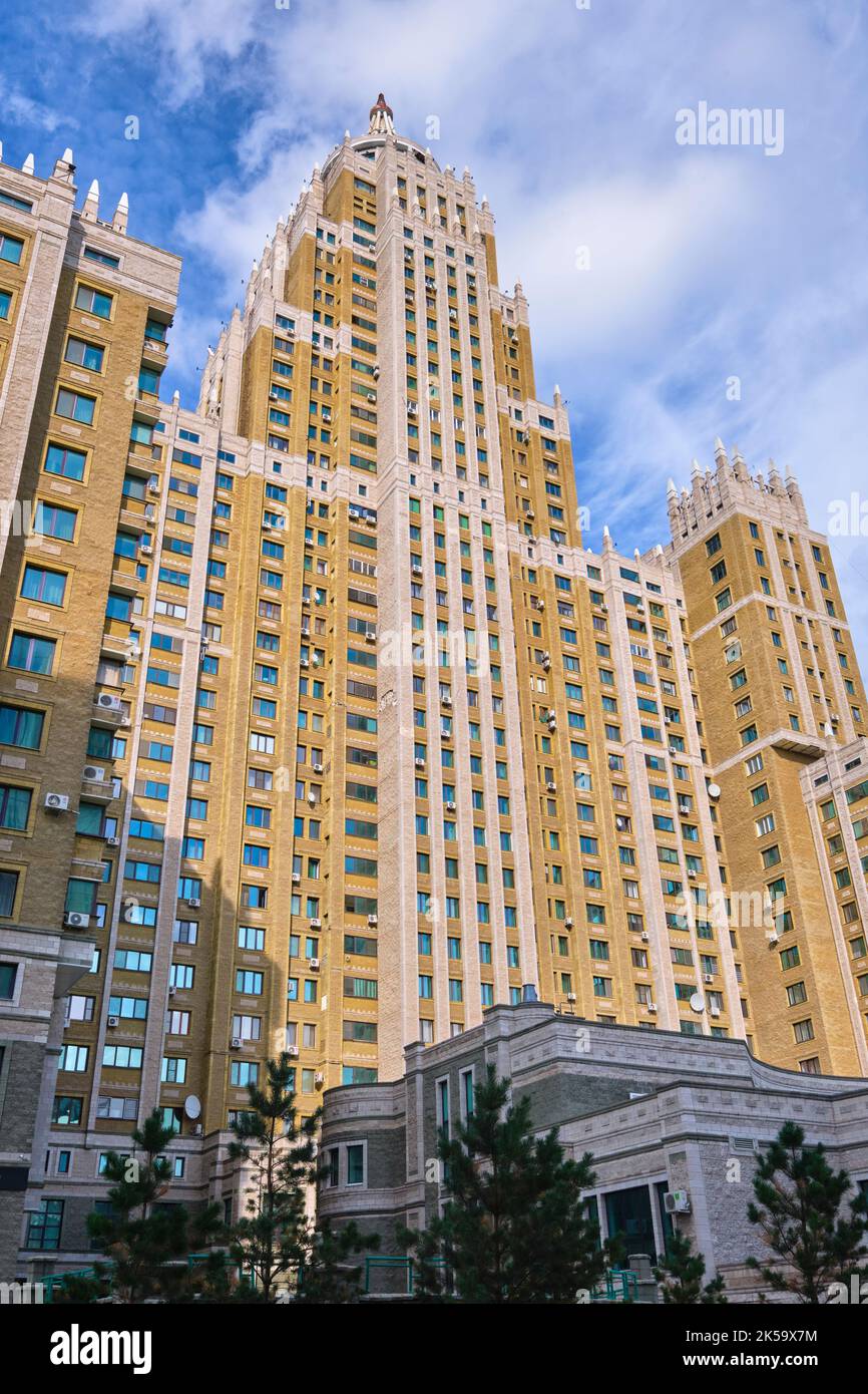 Bright, sunny day view of the looming, iconic Triumph Towers, modeled ...