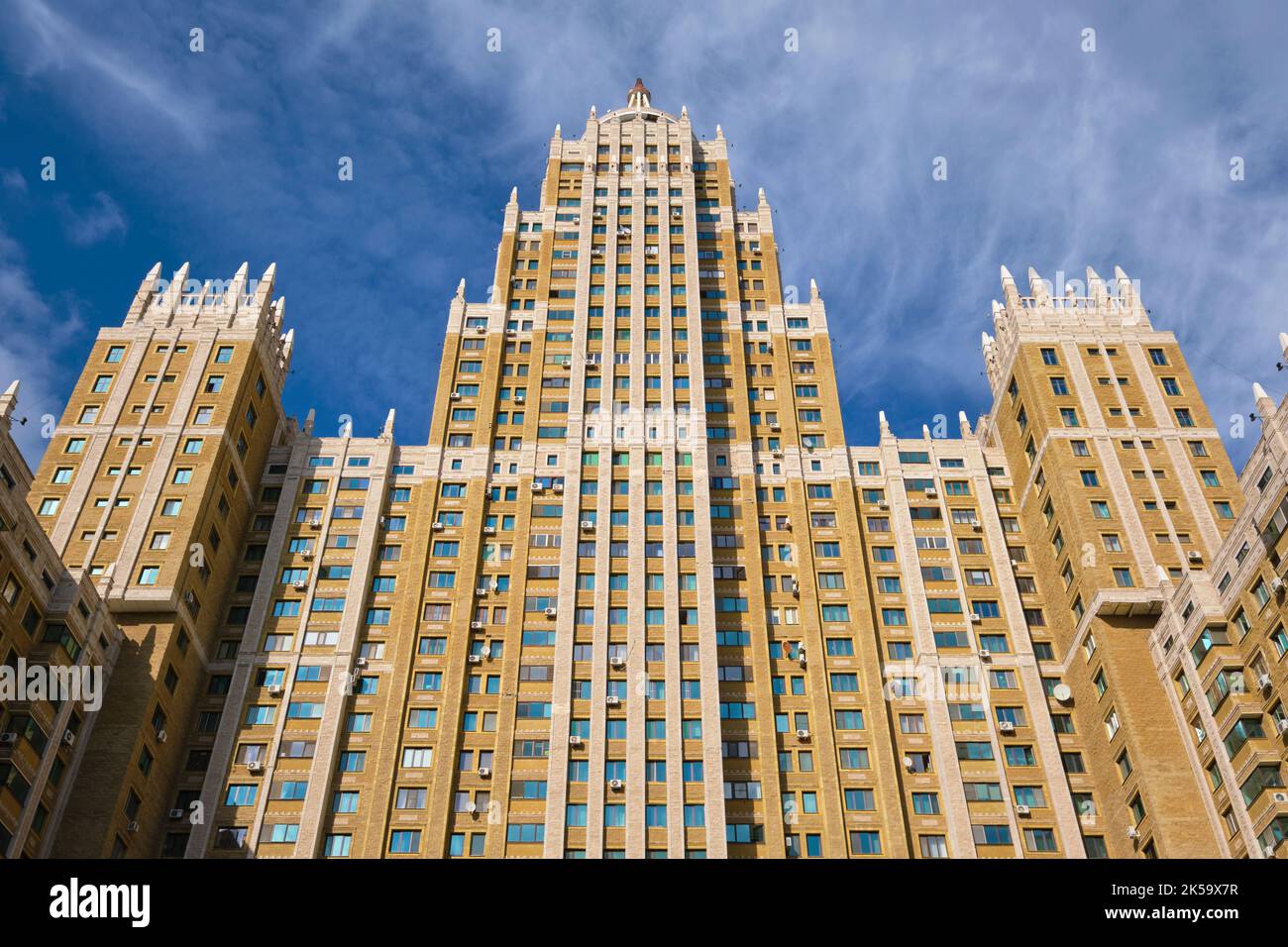 Bright, sunny day view of the looming, iconic Triumph Towers, modeled ...
