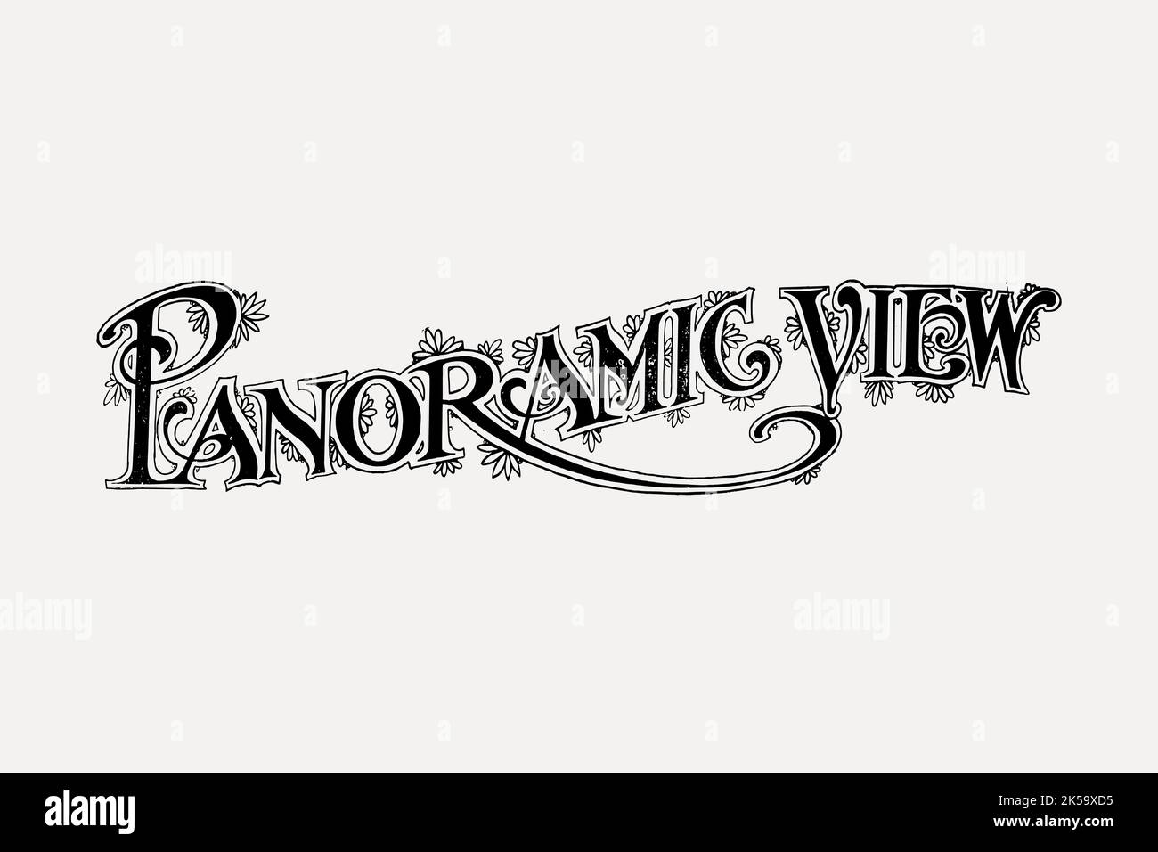 Panoramic view typography clipart, vintage hand drawn vector Stock ...