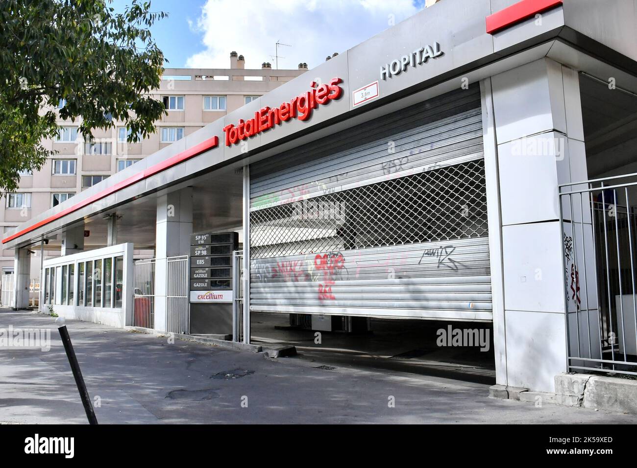A temporarily closed Total Energies gas station is seen in Paris ...