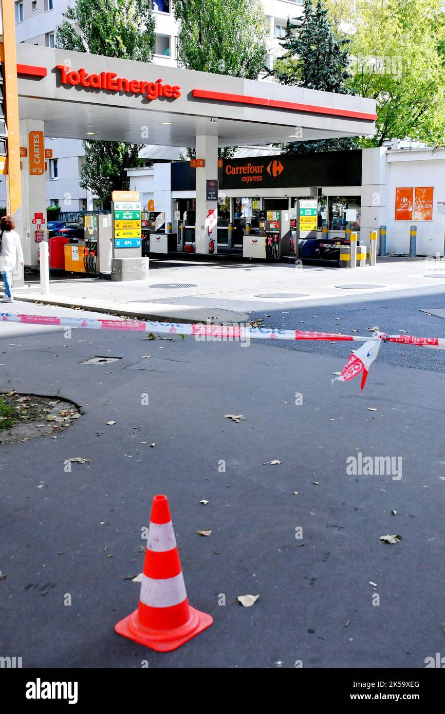 A temporarily closed Total Energies gas station is seen in Paris ...