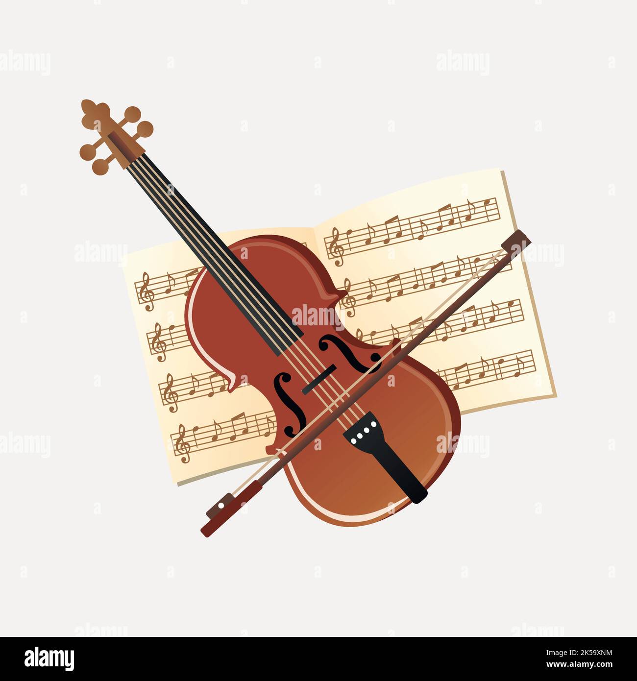 Violin clipart, musical instrument illustration vector Stock Vector ...