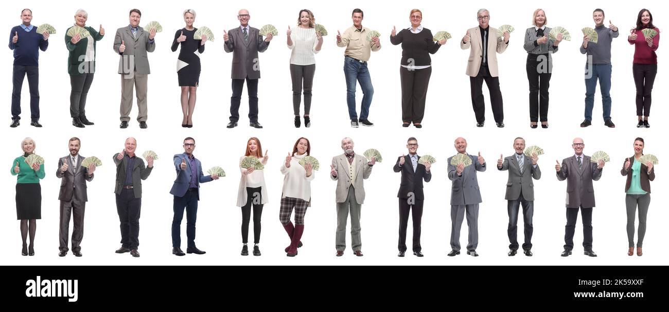 group of successful people with money in their hands Stock Photo - Alamy