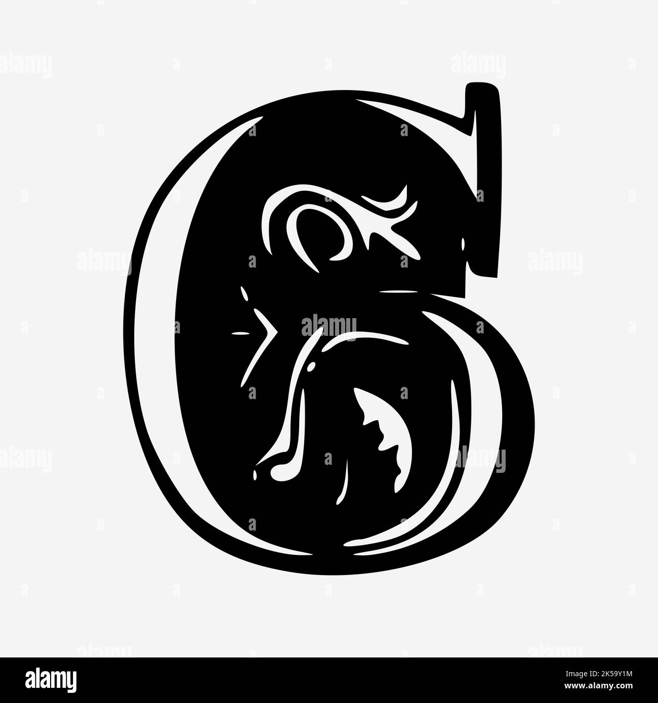 G letter clipart, vintage hand drawn vector Stock Vector Image & Art ...