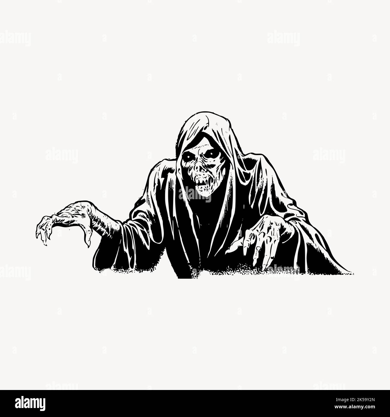 Grim Reaper clipart, vintage hand drawn vector Stock Vector Image & Art ...