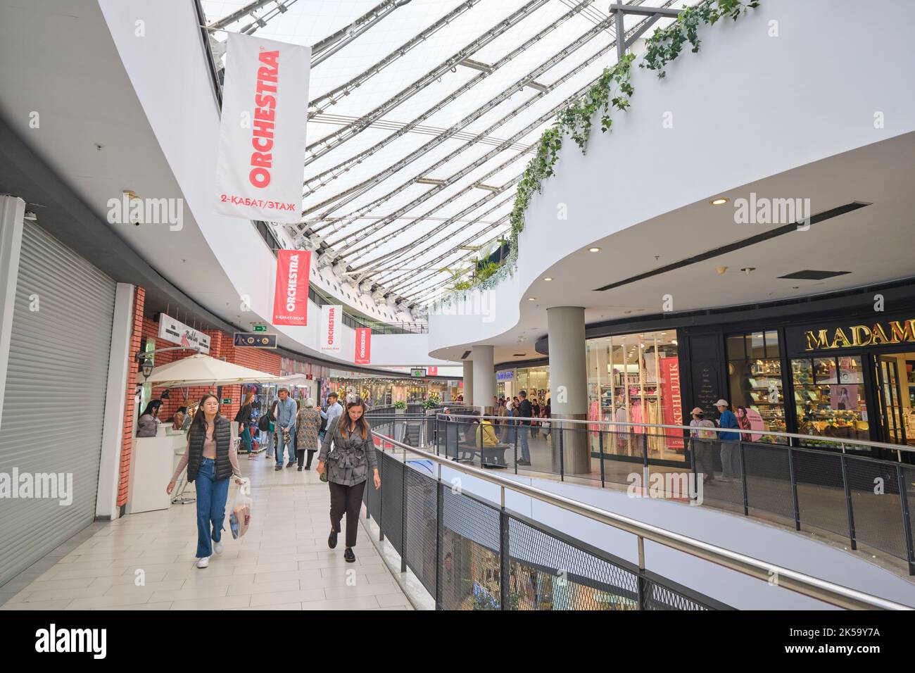 Winding shopping concourse view of the Norman Foster design of the tent ...