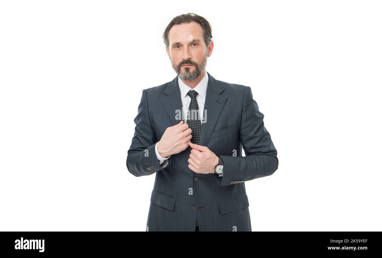 Serious grizzled professional business man businessman boss in formal ...