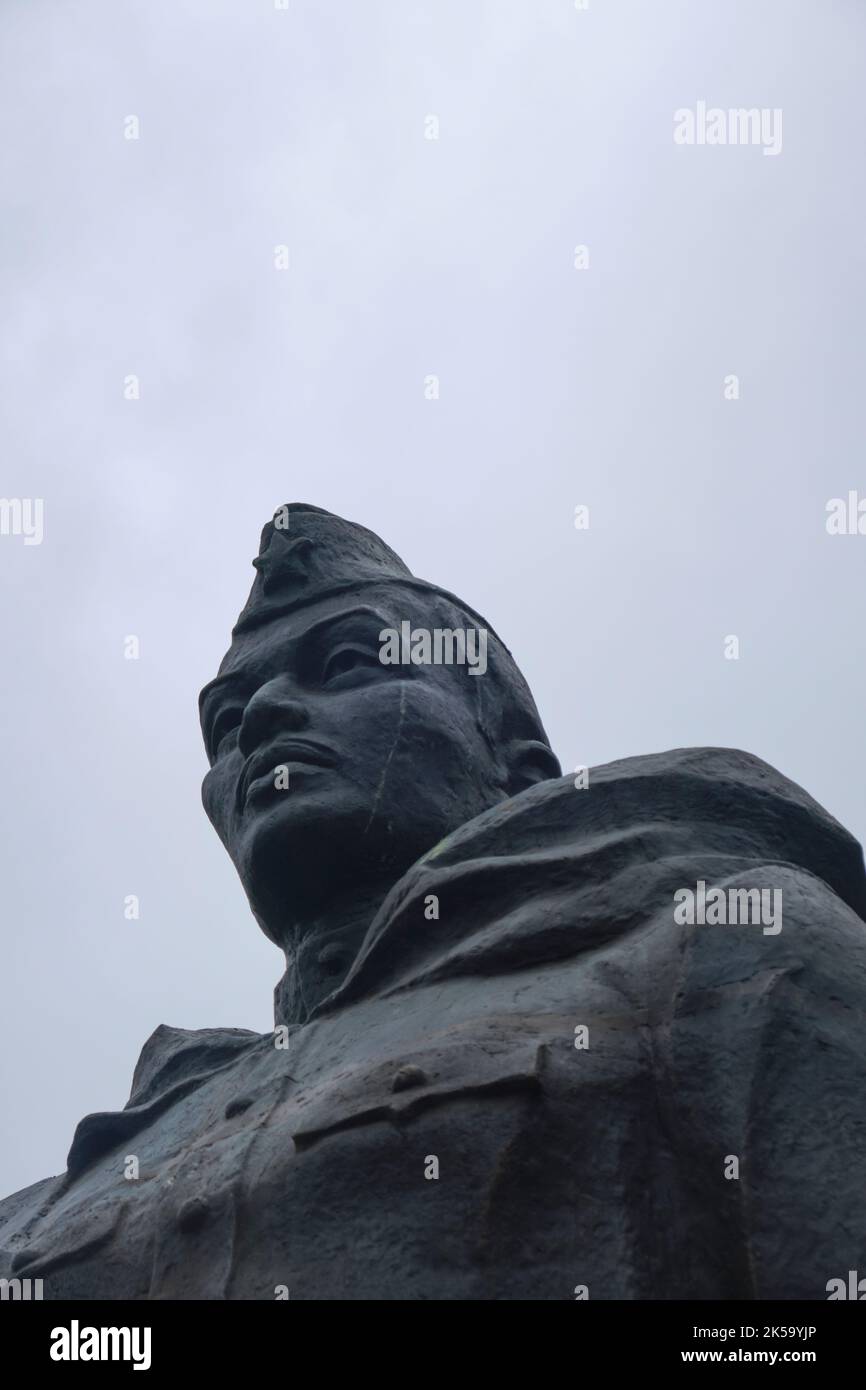 A statue of a soldier in the plaza monument. At the Patriotic War, WWII ...